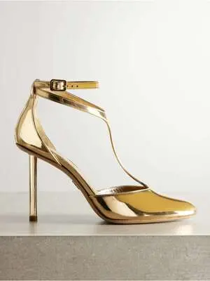 FERRAGAMO Lysandra Metallic Patent-leather Pumps