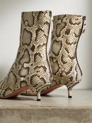 AQUAZZURA Montmartre 50 Snake-effect Leather Ankle Boots
