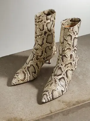 AQUAZZURA Montmartre 50 Snake-effect Leather Ankle Boots