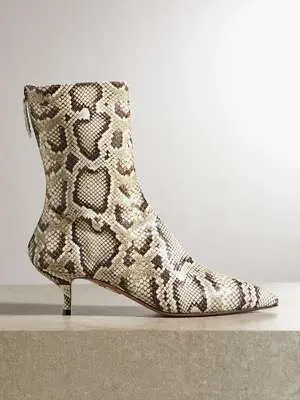 AQUAZZURA Montmartre 50 Snake-effect Leather Ankle Boots