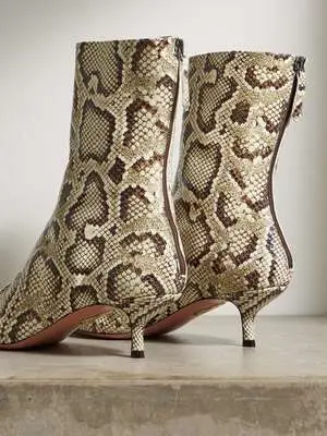 AQUAZZURA Montmartre 50 Snake-effect Leather Ankle Boots