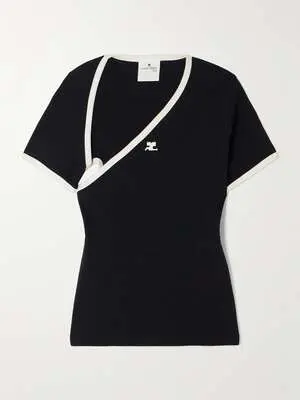 COURREGES Slash Asymmetric Appliquéd T-shirt