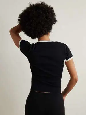 COURREGES Slash Asymmetric Appliquéd T-shirt