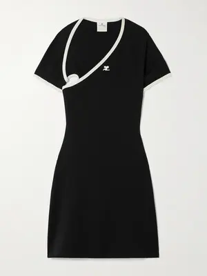 COURREGES Slash Two-tone Cotton-jersey Mini Dress