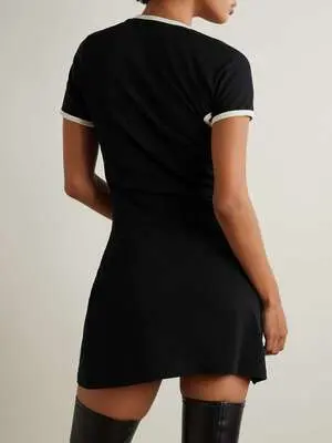 COURREGES Slash Two-tone Cotton-jersey Mini Dress