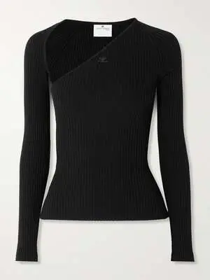 COURREGES Slash Asymmetric Ribbed-knit Sweater