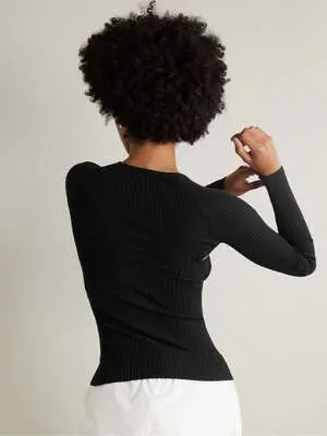 COURREGES Slash Asymmetric Ribbed-knit Sweater