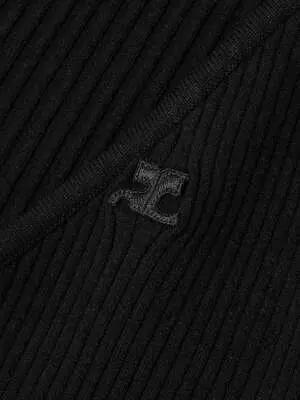 COURREGES Slash Asymmetric Ribbed-knit Sweater