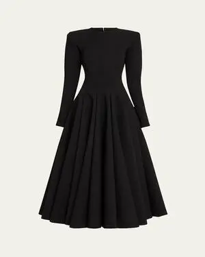 valentino long sleeve midi dress Valentino Red Long Sleeve Midi Dress with Scarf Neckline