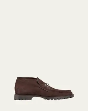 Gucci Sylke Suede Bit Lug-sole Chukka Boots - Cocoa