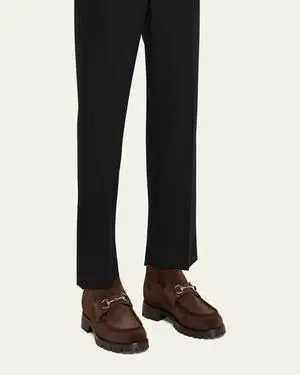 Gucci Sylke Suede Bit Lug-sole Chukka Boots - Cocoa