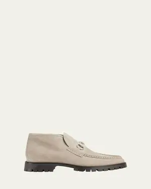 Gucci Sylke Suede Bit Lug-sole Chukka Boots - Oatmeal