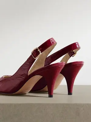 Khaite River Crinkled-leather Slingback Pumps