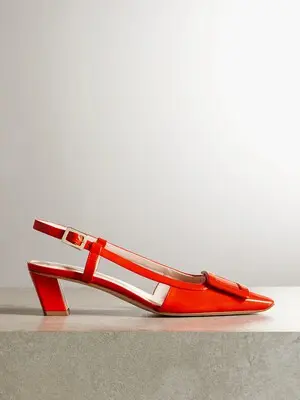ROGER VIVIER Belle Vivier Patent Leather Slingback Pumps - Orange