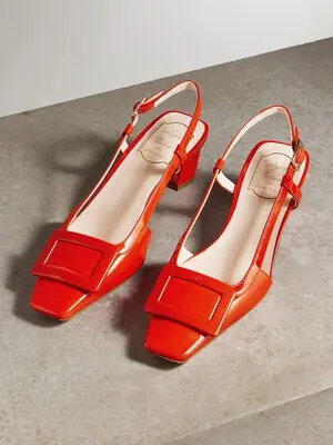 ROGER VIVIER Belle Vivier Patent Leather Slingback Pumps - Orange