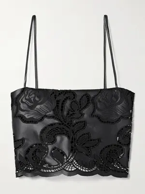 Johanna Ortiz Seduccion Lunar Faux Leather Top - Black