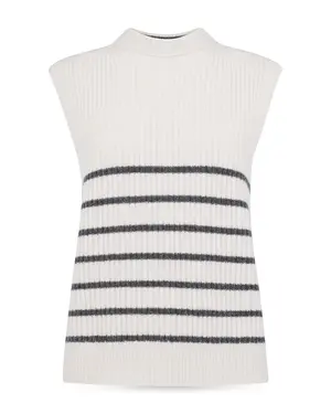 Whistles Striped Textured Sweater Tank Top