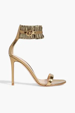 GIANVITO ROSSI Fringed Metallic Leather Sandals