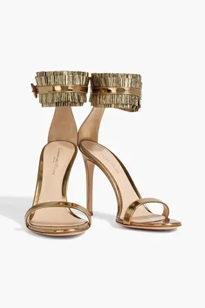 GIANVITO ROSSI Fringed Metallic Leather Sandals