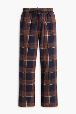 LE17SEPTEMBRE Checked Cotton-blend Seersucker Drawstring Pants - Brown