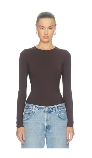 AGOLDE Aura Long Sleeve Bodysuit - Chocolate