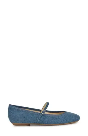 Nine West Classik Mary Jane Flat - Med Blue