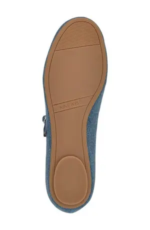 Nine West Classik Mary Jane Flat - Med Blue
