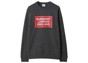 Burberry Fawson Logo Print Crewneck Sweater - Dark Grey