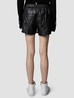 Zadig&Voltaire Crinkled Leather Pax Shorts - Noir
