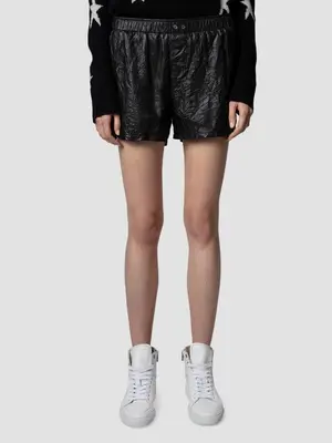Zadig&Voltaire Crinkled Leather Pax Shorts - Noir