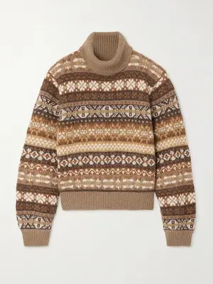 Loro Piana Scopello Striped Cashmere-blend Turtleneck Sweater - Brown