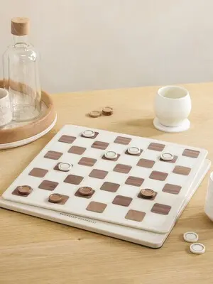 Brunello Cucinelli Krion® Walnut And Steel Draughts Set