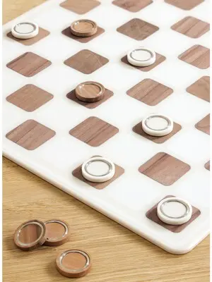 Brunello Cucinelli Krion® Walnut And Steel Draughts Set