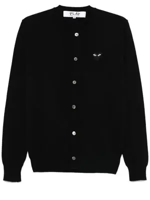 Play Comme Des Garcon Heart Patch Cardigan - Black