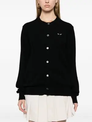 Play Comme Des Garcon Heart Patch Cardigan - Black