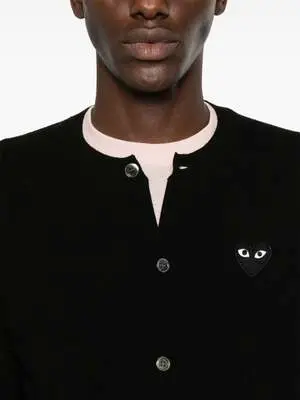Play Comme Des Garcon Heart Patch Cardigan - Black
