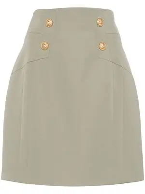 Balmain High-waisted Virgin Wool Miniskirt - Green