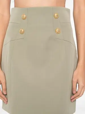 Balmain High-waisted Virgin Wool Miniskirt - Green