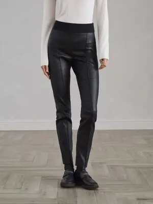 Brunello Cucinelli Leather Leggings - Black