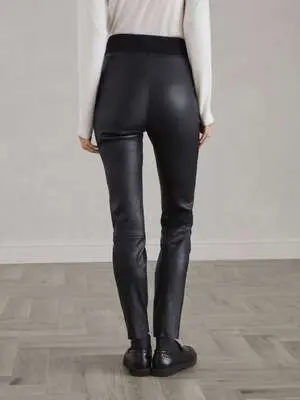 Brunello Cucinelli Leather Leggings - Black