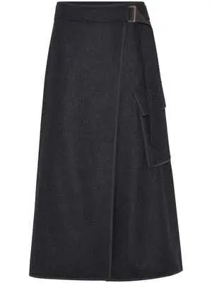 Brunello Cucinelli Wrap-design Midi Skirt - Black