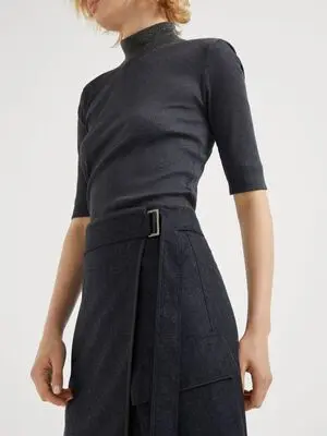 Brunello Cucinelli Wrap-design Midi Skirt - Black