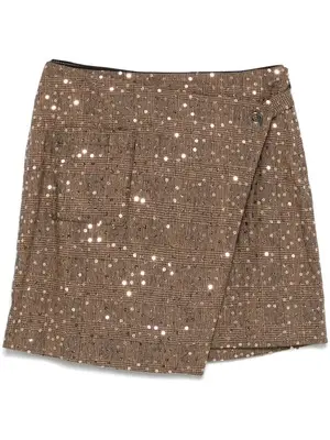 Dkny Sequined Prince Of Wales Mini Wrap Skirt