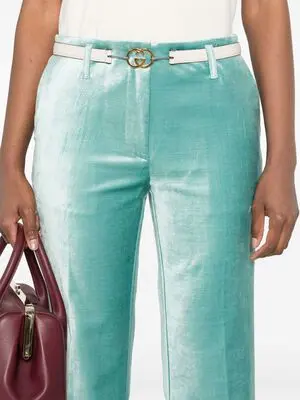 FORTE_FORTE Straight-leg Velour Trousers - Blue