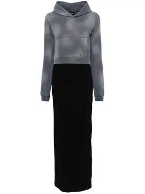 We11Done Layered Hoodie Dress - Grey