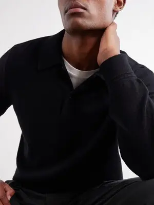 Mr P. Cliff Cashmere Polo Shirt - Black