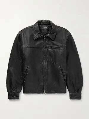 FRIZMWORKS Distressed Leather Jacket - Black