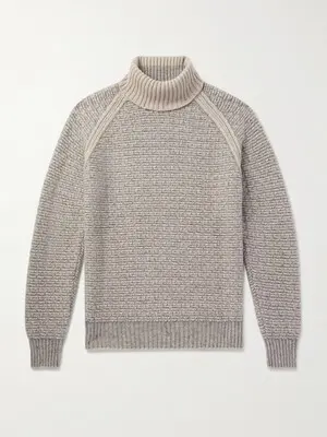 Zegna Ribbed Cashmere And Silk-blend Rollneck Sweater