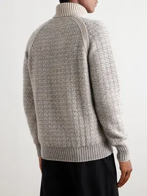 Zegna Ribbed Cashmere And Silk-blend Rollneck Sweater