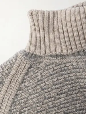 Zegna Ribbed Cashmere And Silk-blend Rollneck Sweater